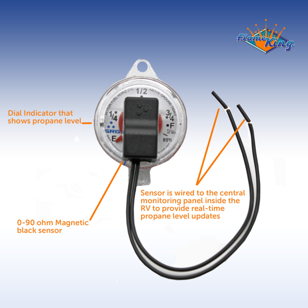 ASME Tank Gauge Flame King 0-90 Ohm Remote Dial Gauge For RV Propane ...